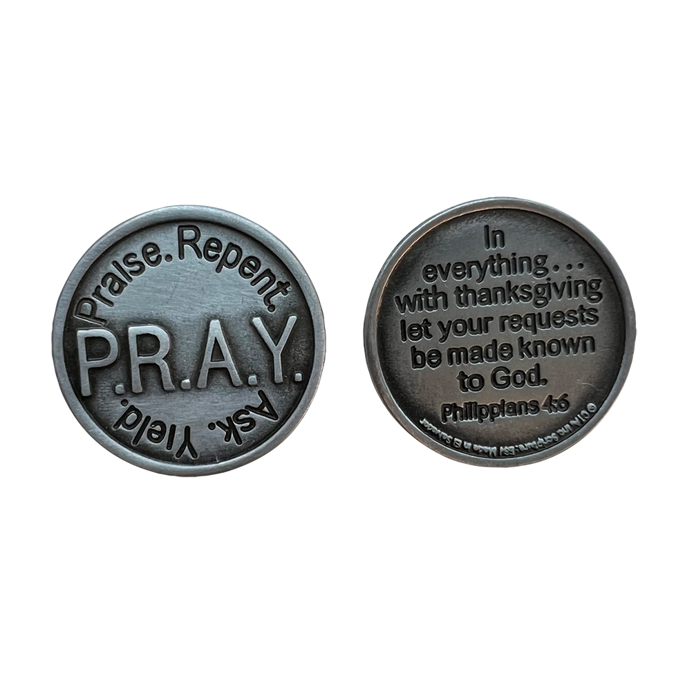 P.R.A.Y. Faith Token Pocket Coin - Pray Repent Ask Yield