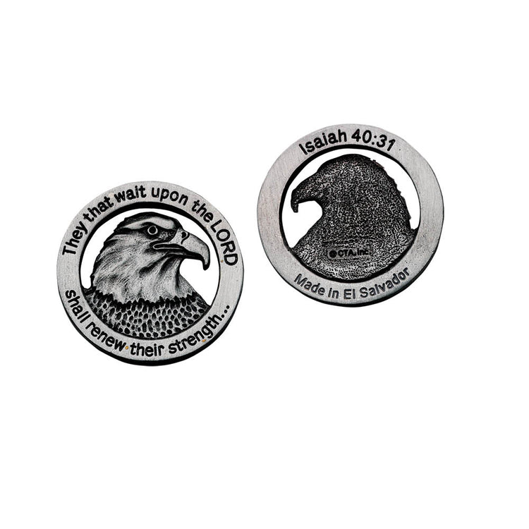 Wings of Eagles Faith Token Pocket Coin with Bible Verse
